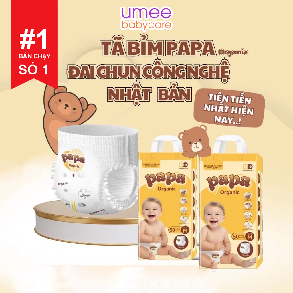Papa Organic Diapers with Japanese technology, pack of 50 pieces, all ...