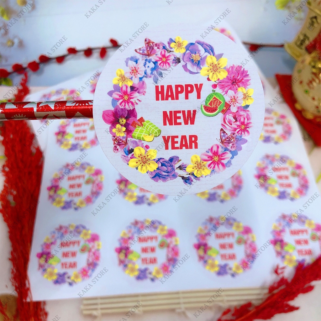Stamps CNY, Stickers CNY Happy New Year Decal Stickers Decorating Gift ...