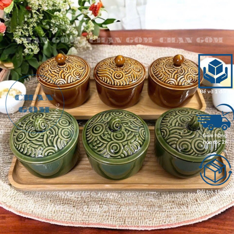 Jam Jar CNY Hand-carved with Turquoise and Yellow Earth Glaze from Bat ...