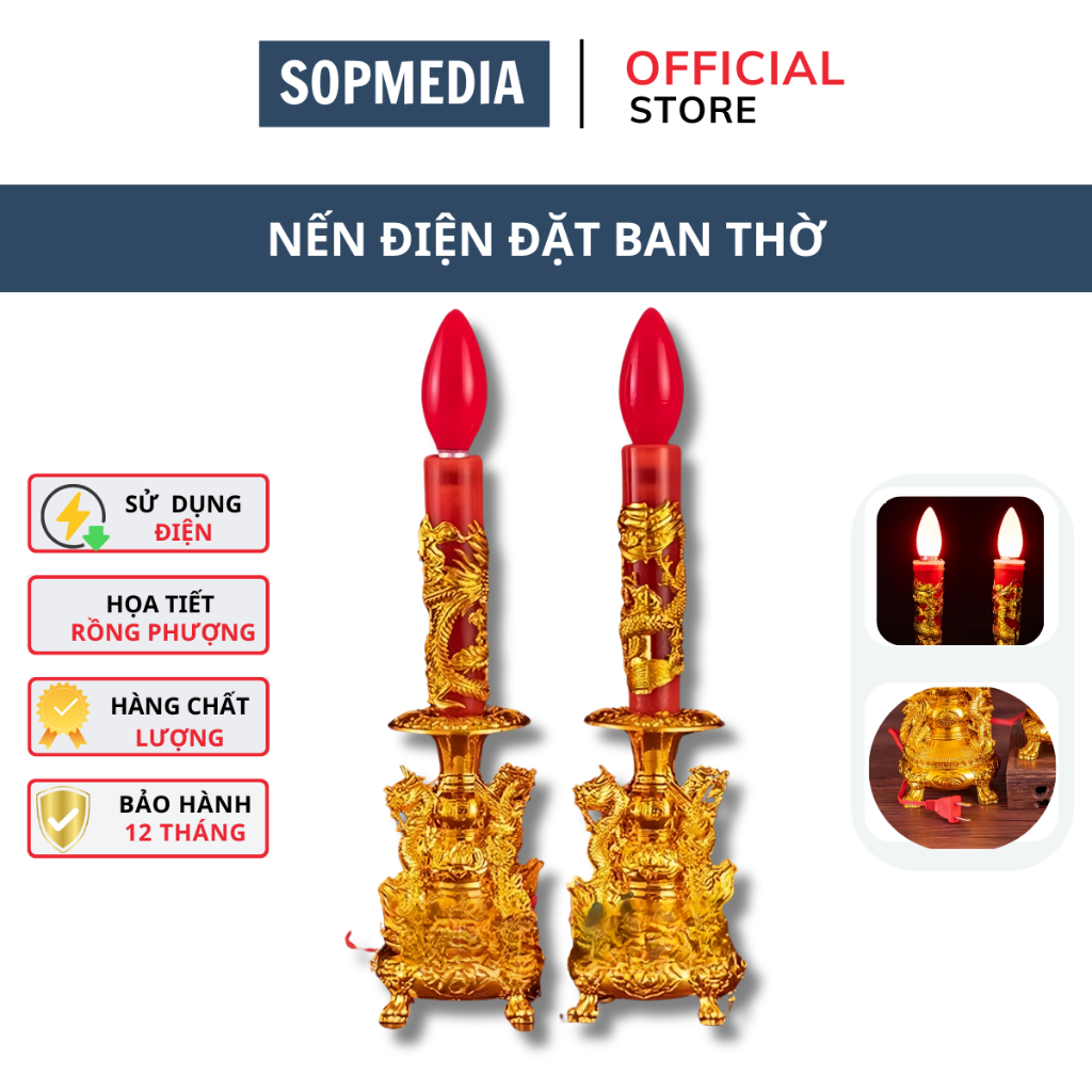 Sopmedia electric worship candle for Buddha altar, wide altar candle ...