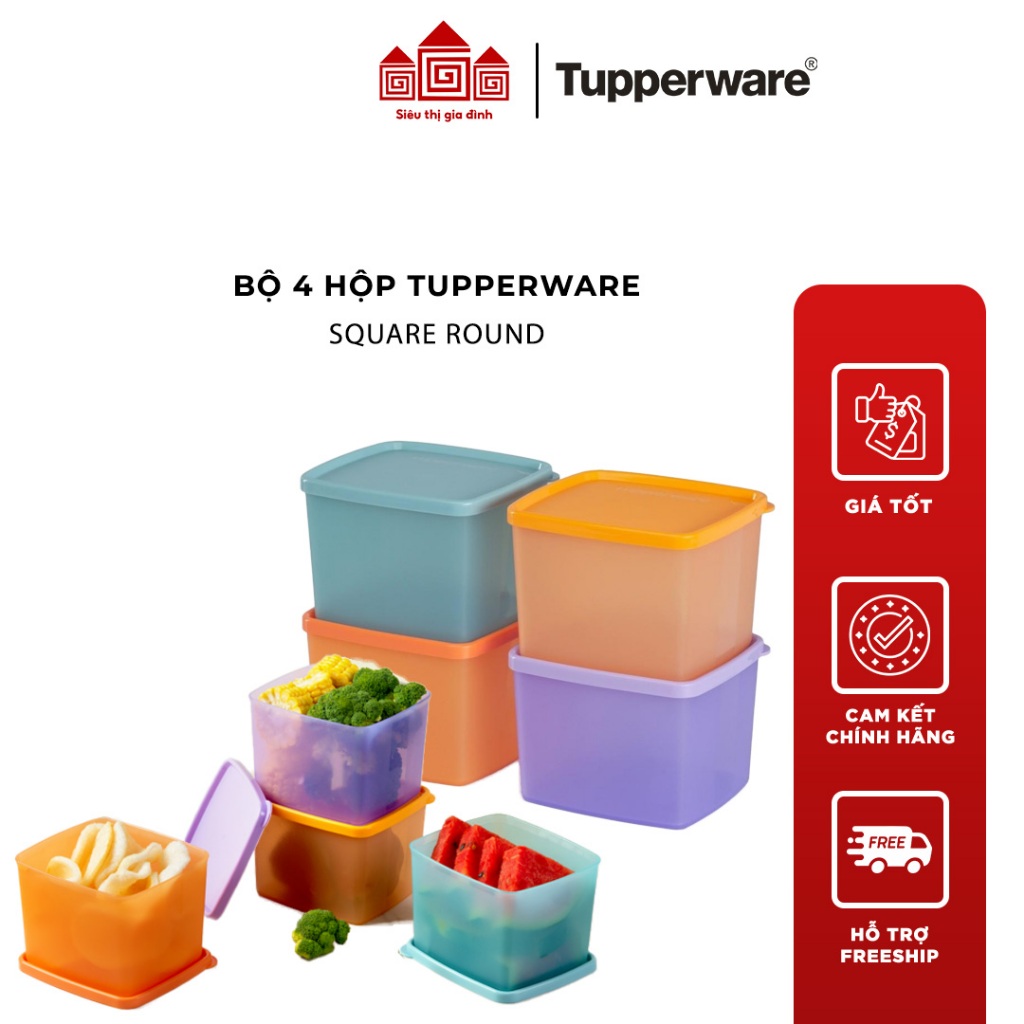 Set of 4 genuine Tupperware Square Round Boxes 850ml - American brand ...
