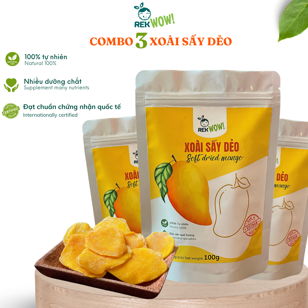 Combo of 3 Bags of REK WOW Dried Mango - 100g bag - Healthy snack - Dried fruit | Shopee Philippines