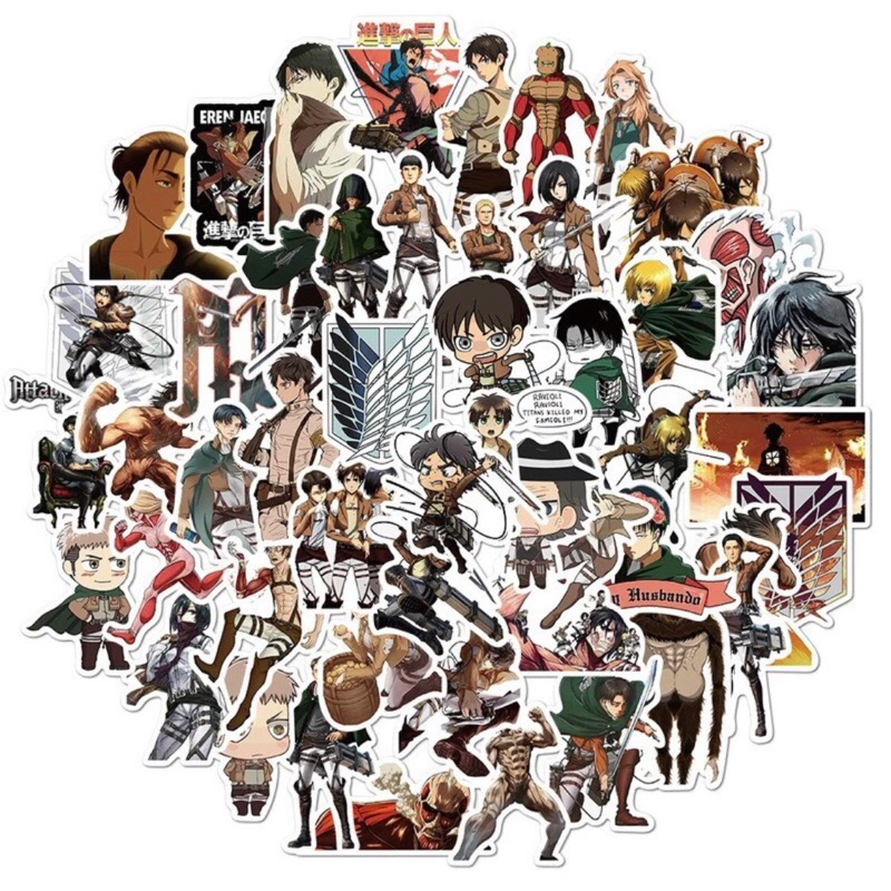 Set of 100 anime stickers attack on titan Manga Eren Levi, Decorative ...