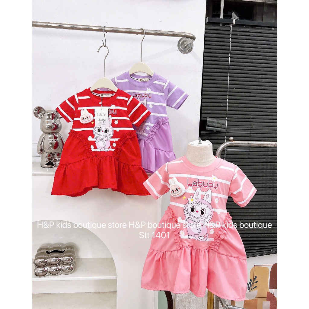 Lovely labubu maxi dress in 3 colors for girls 9-26kg (HP) | Shopee ...