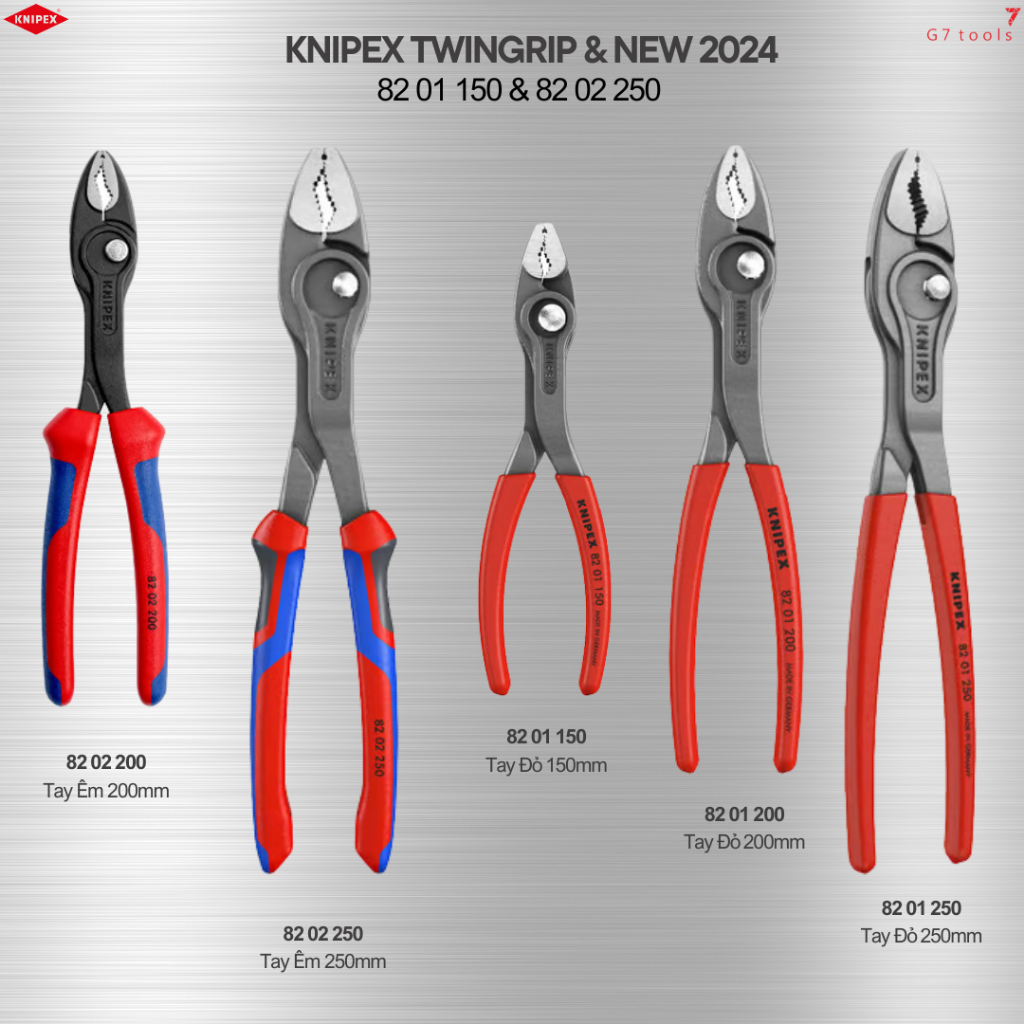 Knipex TwinGrip Pliers 82 01 150/ 82 01 200 / 82 02 200/ 82 02 250 Opens Rust & Edge Abrasion ...