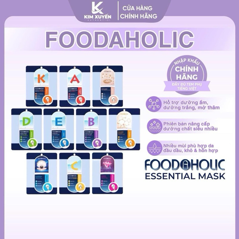 Foodaholic Skin Whitening Essence Mask 23G (10 Flavors) | Shopee ...
