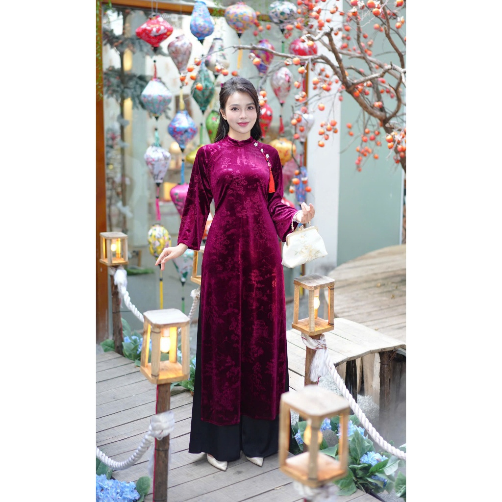 Renovated Ao Dai with Straight Brocade Thuy Mac - Super Beautiful Ready-Made Moc Linh Ao Dai for ...