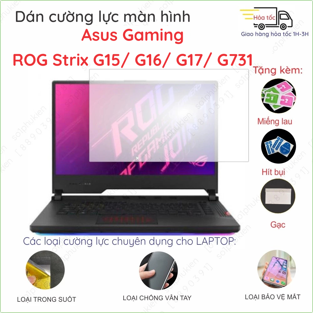 Tempered screen protector for Asus Gaming ROG Strix G15 G513 G16 G614 ...