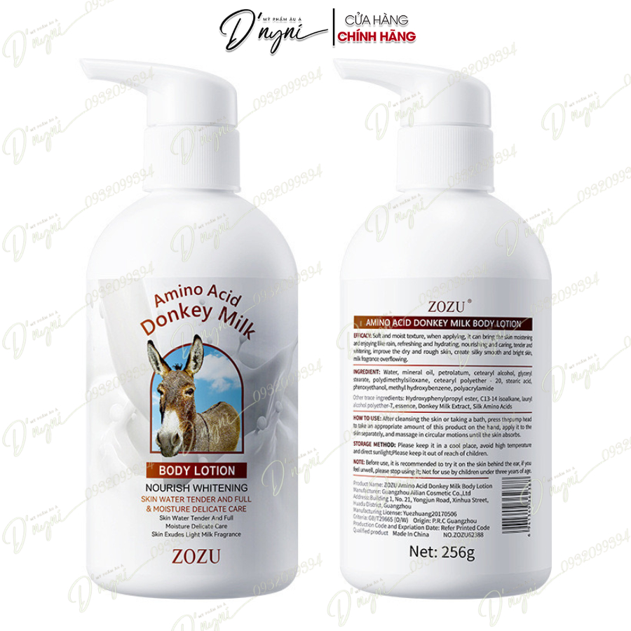 AMINO ACID DONKEY MILK ZOZU Body Lotion Extracted from DONKEY MILK 256g ...