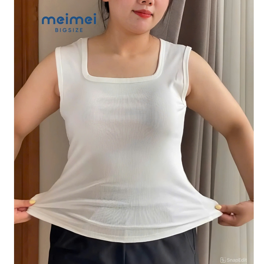 Women's tank top big size T02, square neck shape with fat-covering ...