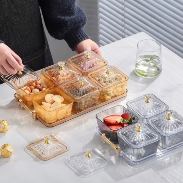 Square CNY jam tray (THICK TYPE)Candy tray Fruit tray CNY, Living room ...