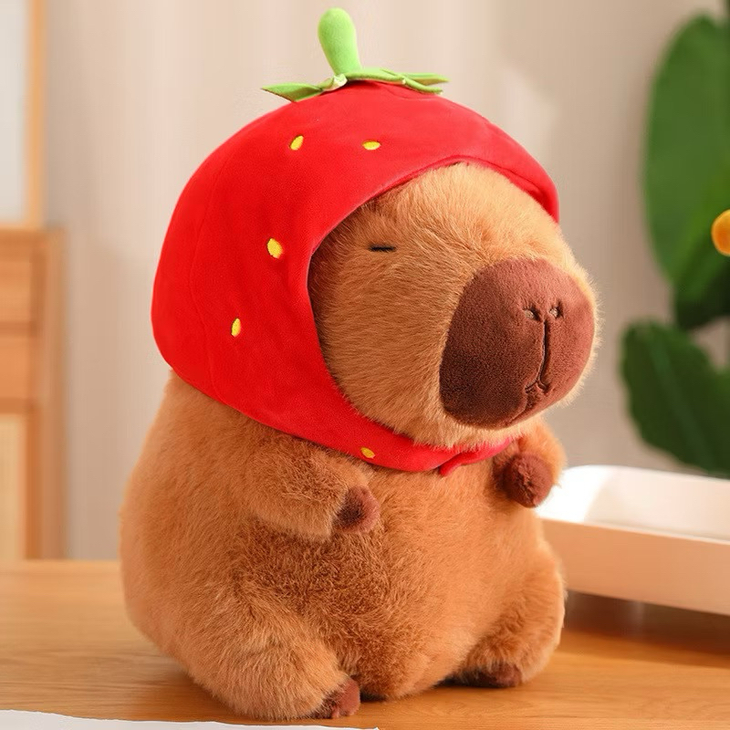 Capybara Strawberry Capybara Premium Teddy Bear Capybara Wearing Cute ...