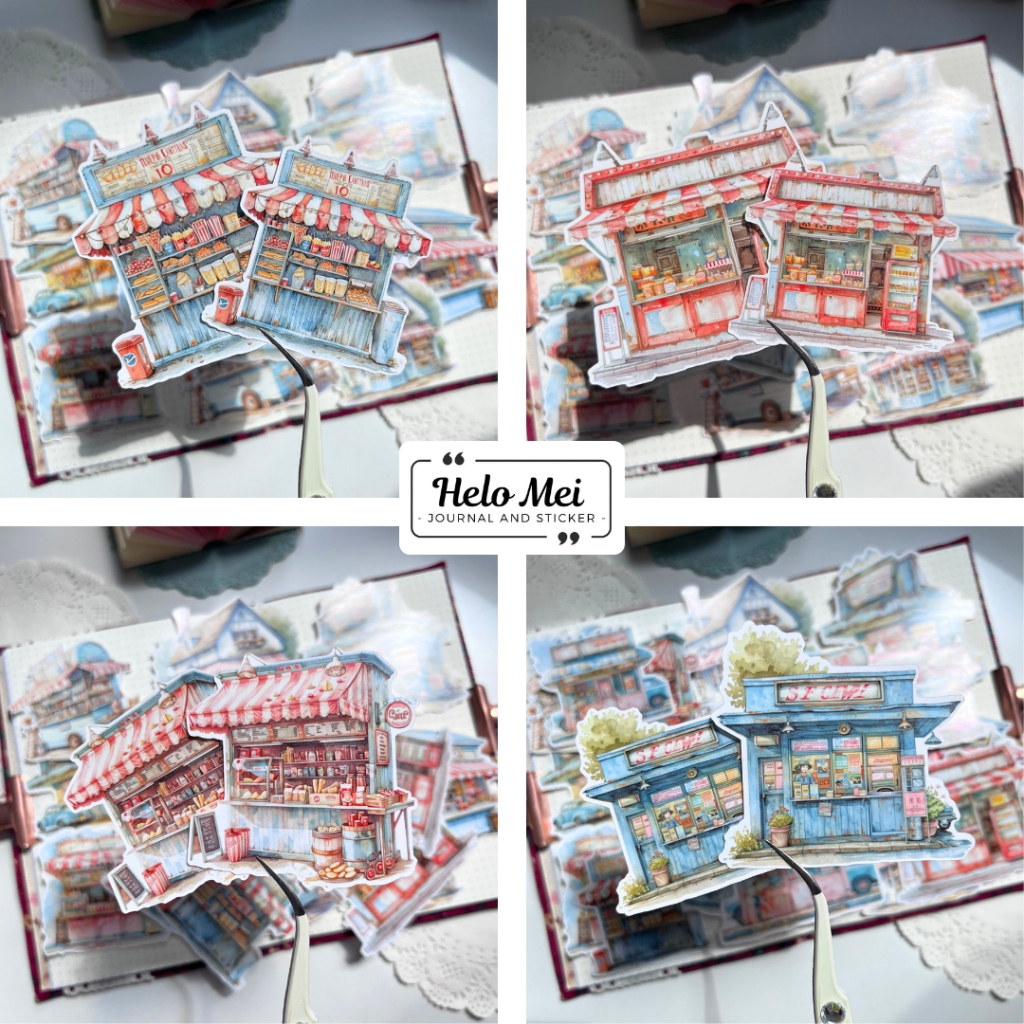 Set of 24 retro food cart stickers to decorate journals, postcards ...