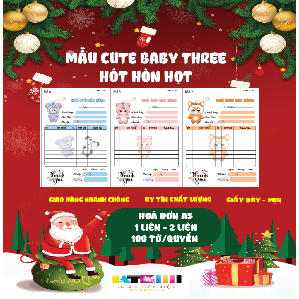 Baby THREE CUTE A5 Sales Invoice 1-2 copies 100 sheets READY SAMPLE ...