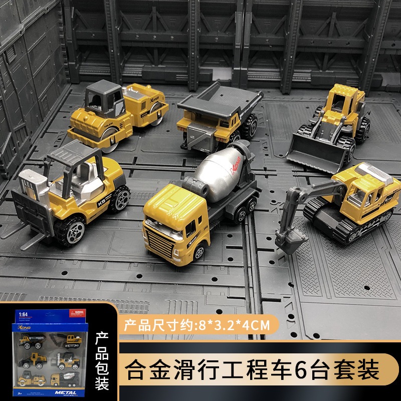 Iron and metal vehicles, six construction vehicle models, excavators ...