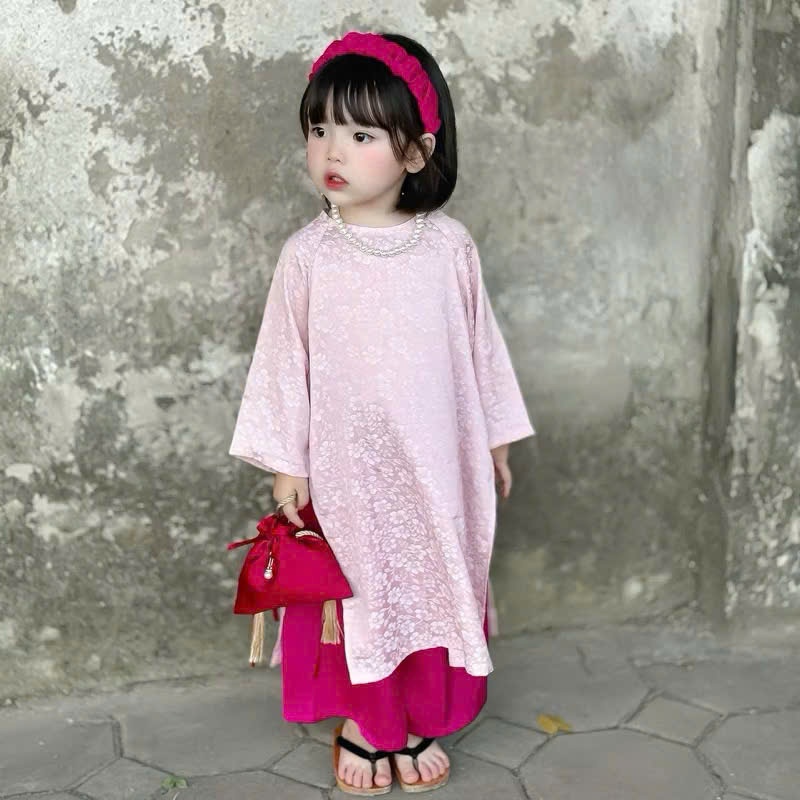 Papu_baby ao dai for girls to wear CNY 10-28kg [gift] CT05 | Shopee ...