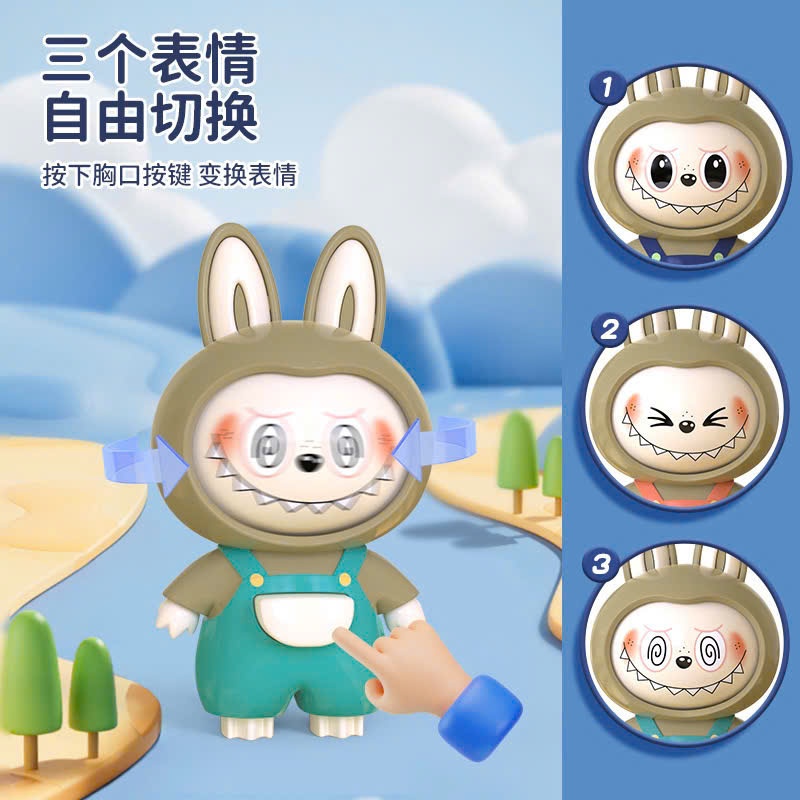 Labubu Face Emotion Changing Click Keychain, Lotso Lovely Cartoon Flip ...