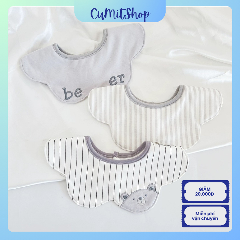 Set of 3 360 Degree Rotating Bibs with Cute Bear Shape for Newborn Boys ...
