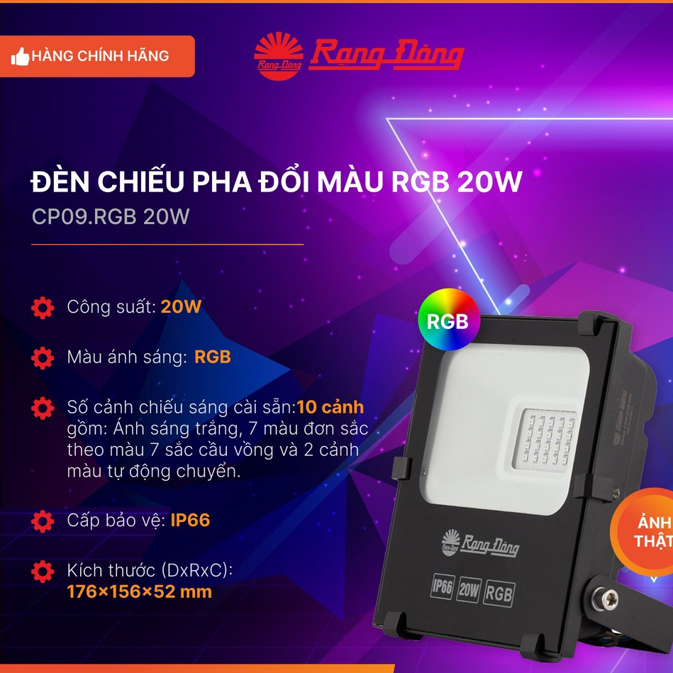 Rang Dong 20W RGB color changing LED flood light. Genuine Rang Dong ...