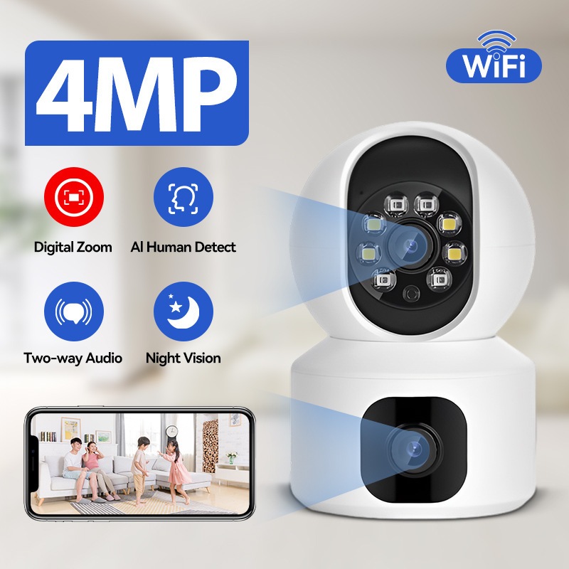 Yoosee Wifi Camera with 2 Eyes View 2 Screens at the Same Time, Rotates ...