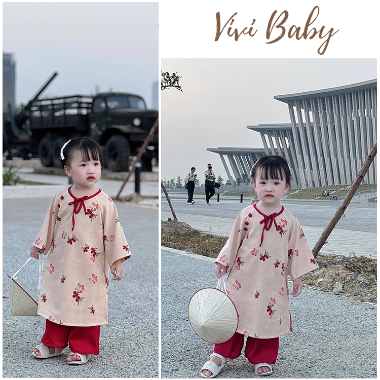Vivi Baby Ngoc Hy Azalea Ao Dai made of brocade silk, soft silk pants ...