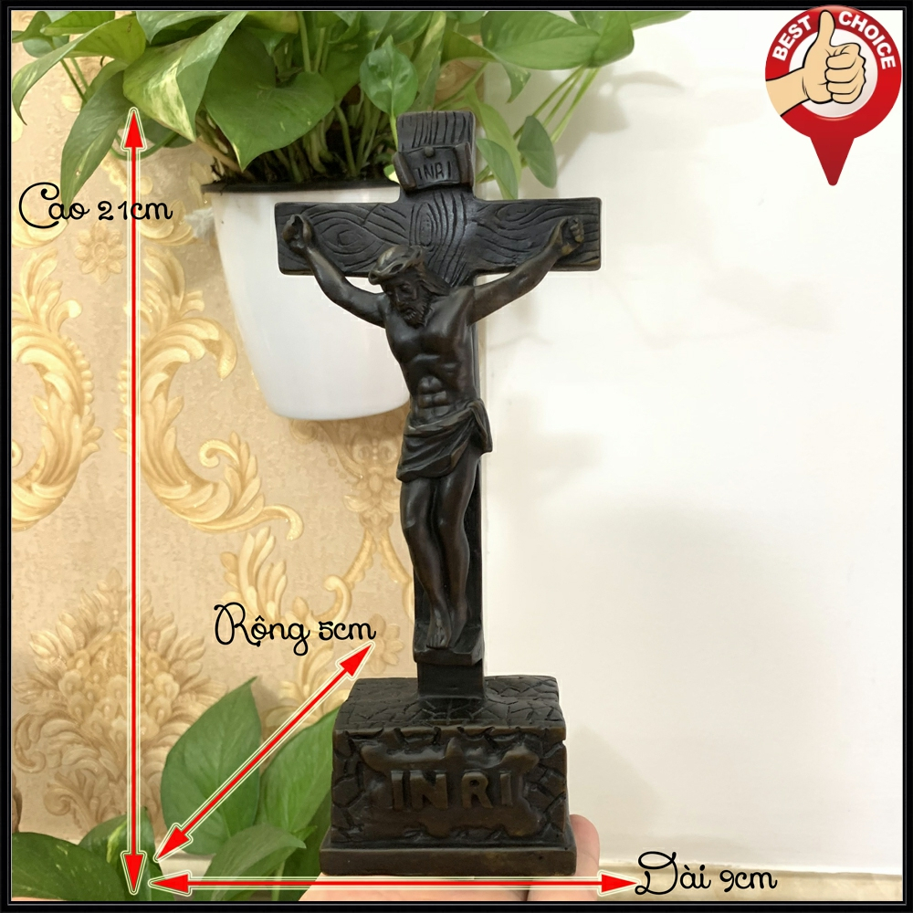 Decorative stone statue of Jesus Christ cross with the word INRI ...