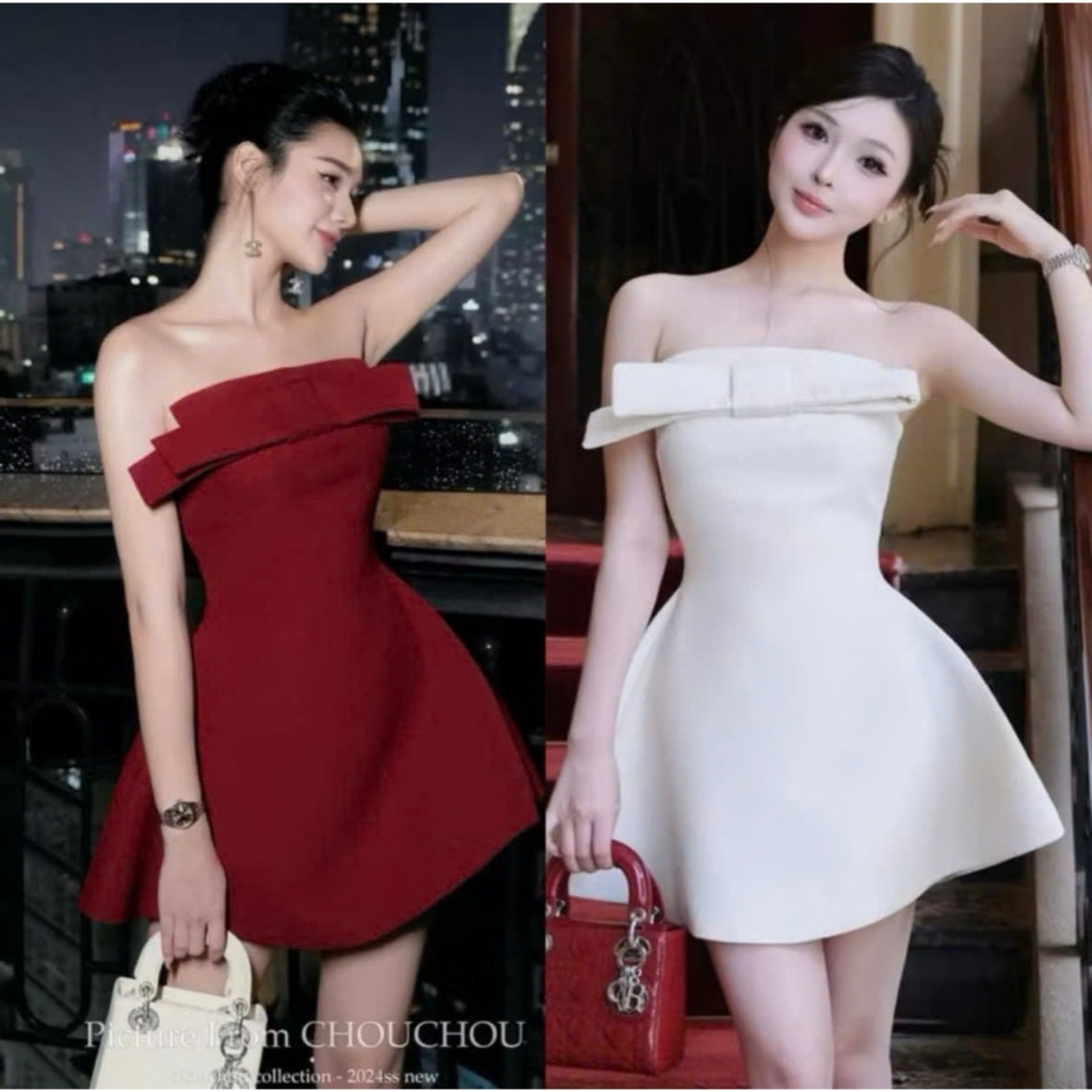 The dress is designed with a 2-color bustier velvet dress that flatters ...