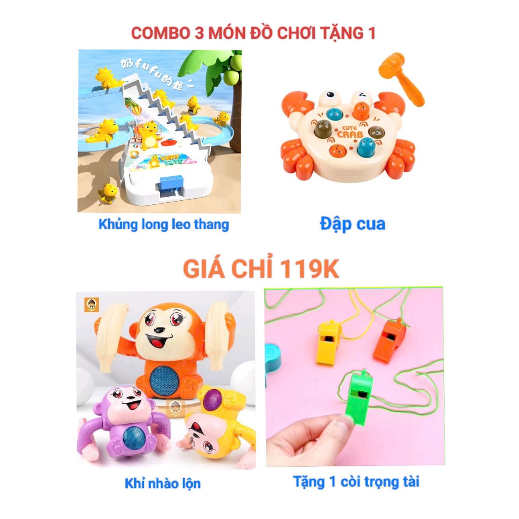 Combo 3 ToyPiece GET 1 FREE (Dinosaur climbing ladder, crab smash ...