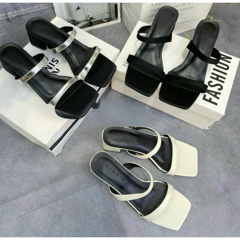 Simple, light square toe plain high heels with BigSize 35-45 | Shopee ...