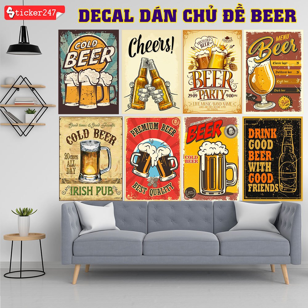 Beer Wall Stickers Decorative Glass Decals, Restaurant Decor, Beer Bars ...
