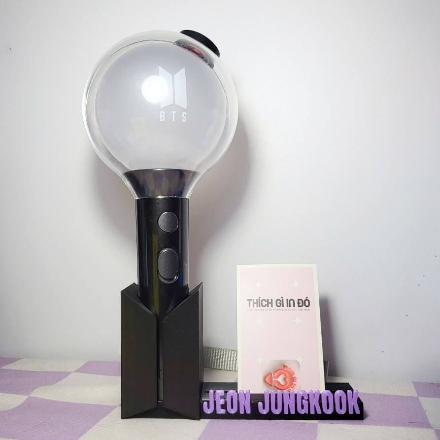 Kpop lightstick display stand with photocard holder - BTS (note text ...
