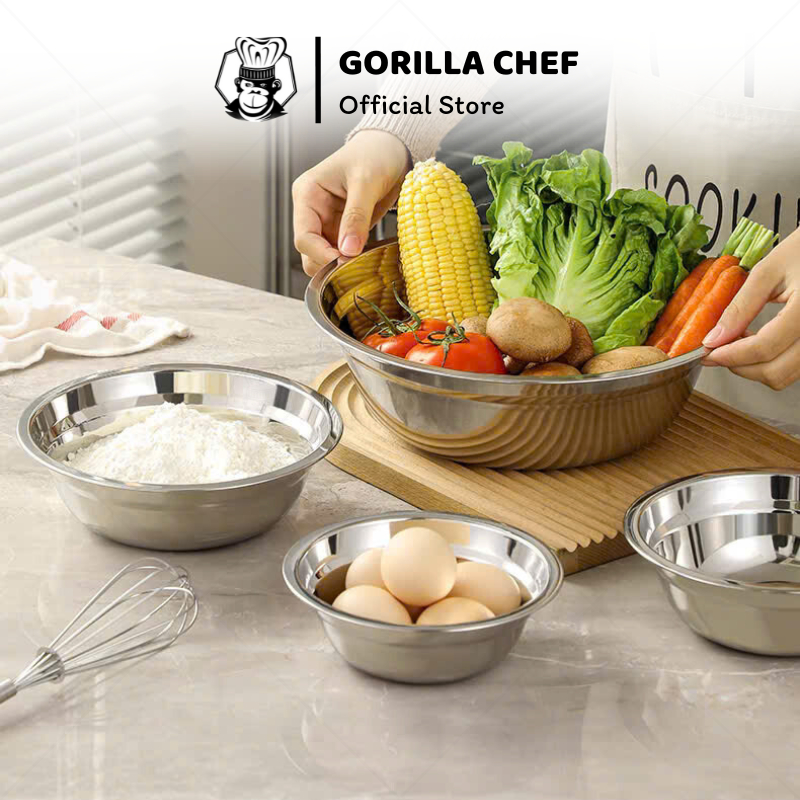 Gorilla Chef smooth stainless steel basin stainless steel basin can ...