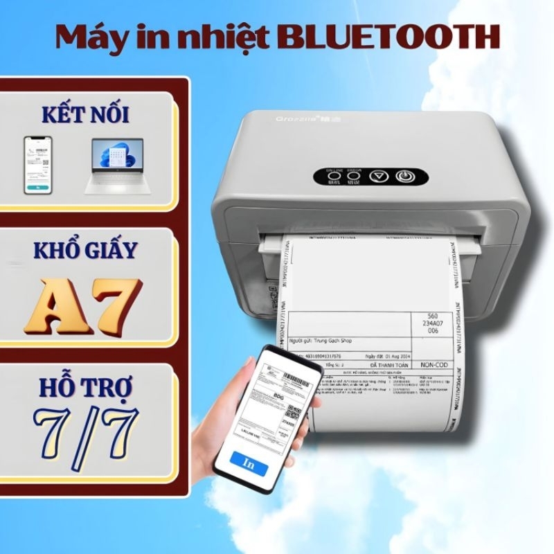 Grozziie thermal printer, Bluetooth phone and Usb connection, A7 size ...