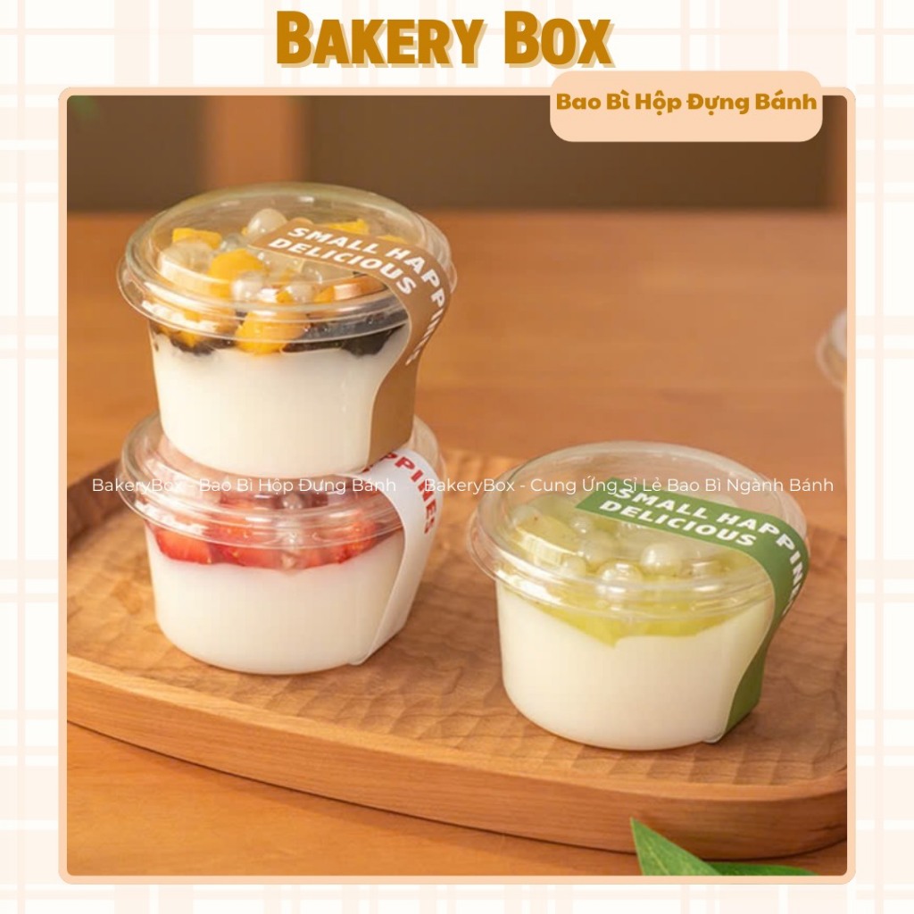 50 XY583 Round Plastic Jars for Cold Cakes 150ml, Pudding, Tiramisu ...