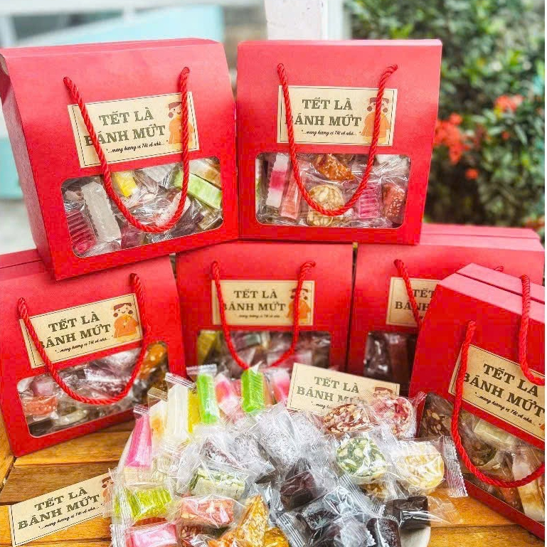 10 KRAFT Boxes with Smooth Window for CNY candy and jam - 2025 Tet Gift ...