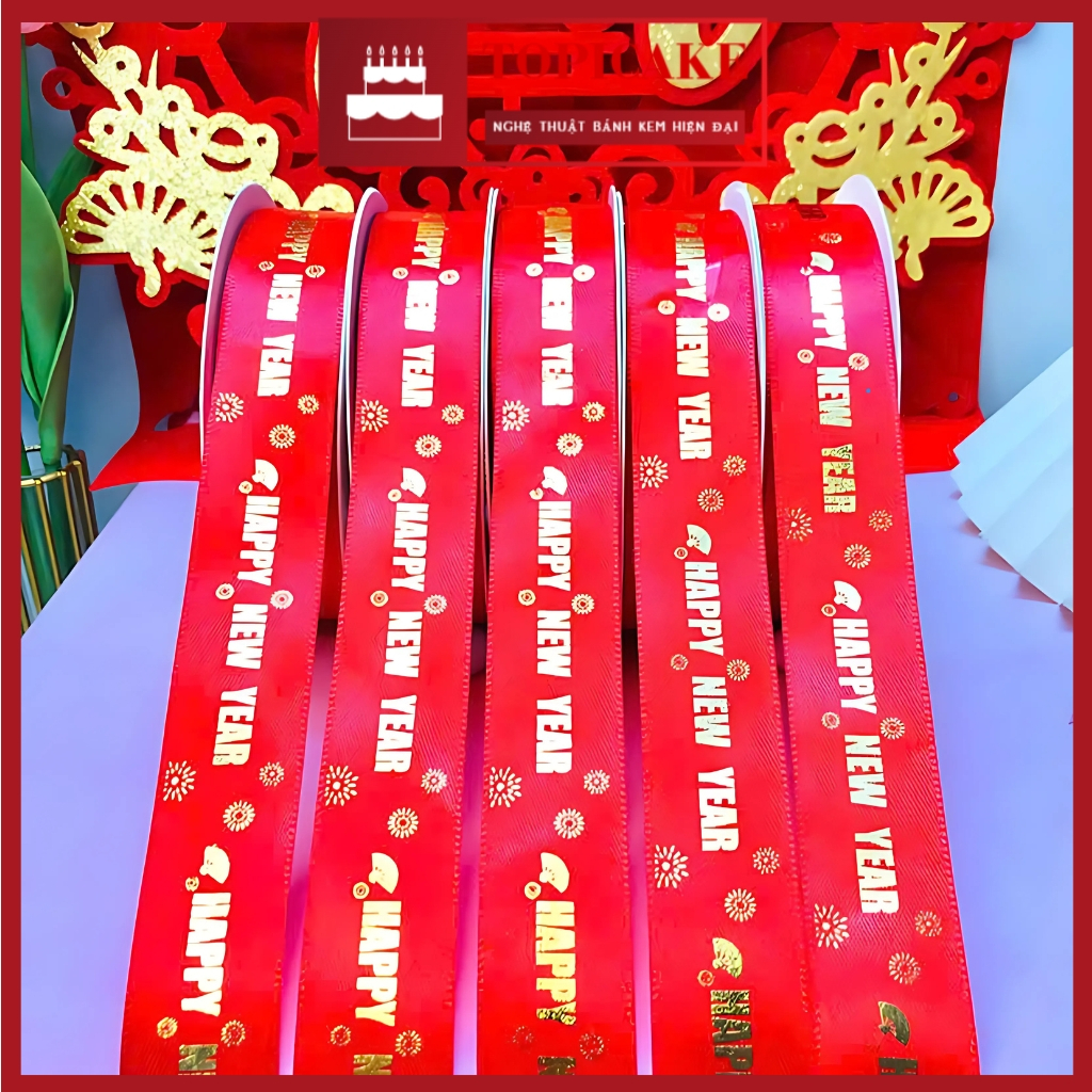 3m HAPPY NEW YEAR Ribbon as a bow to decorate gift boxes CNY | Shopee ...