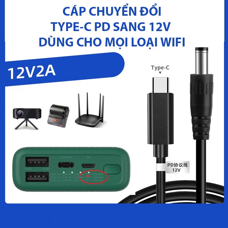 Type-c PD to 12V 2A Conversion Cable 2m Long - All Types of WiFi When ...