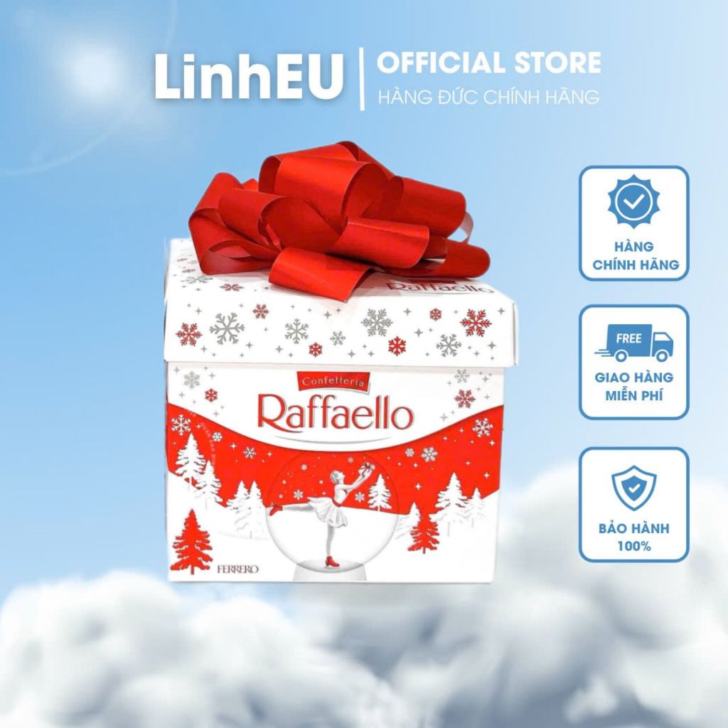 Ferrero Raffaello coconut-covered chocolate, square box with bow, 300g ...