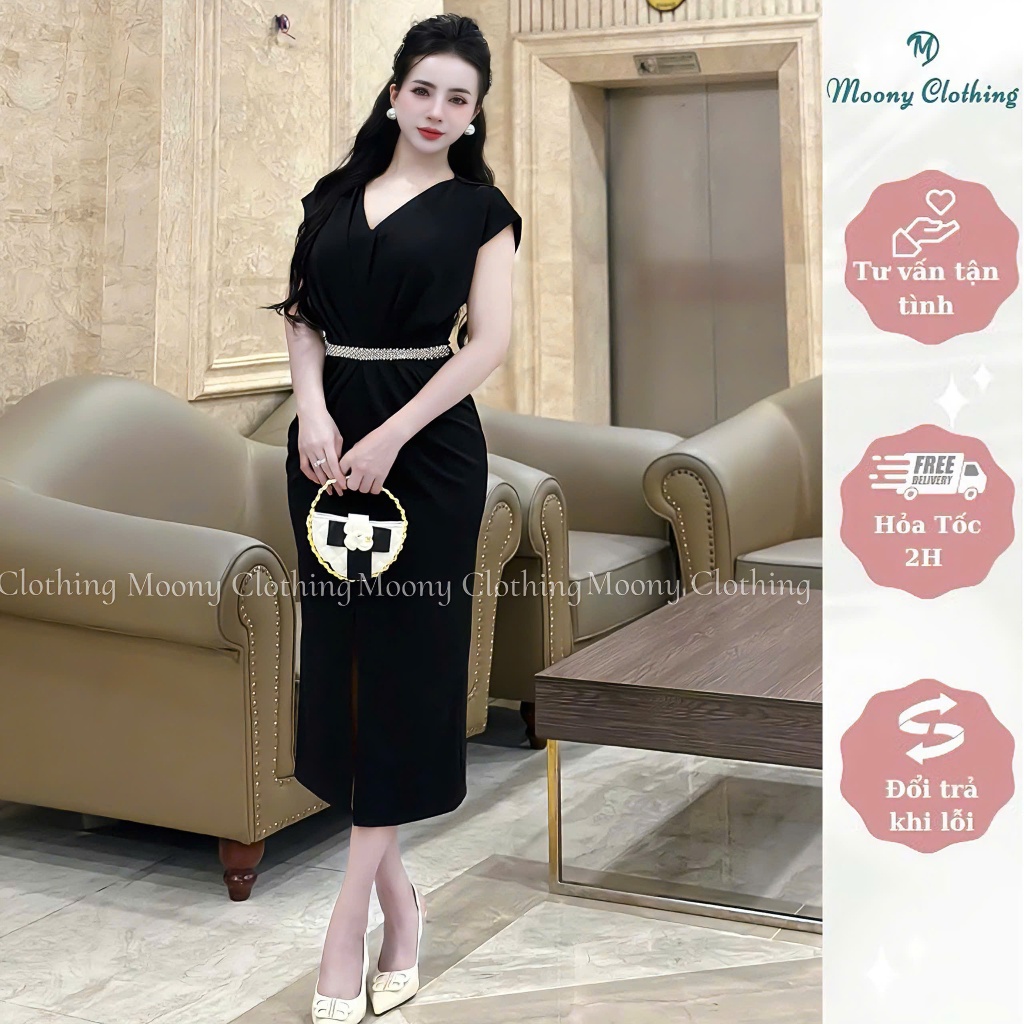 Sleeve V Neck Shrug Dress with Slit Bodycon Pencil Shape Umi Material ...