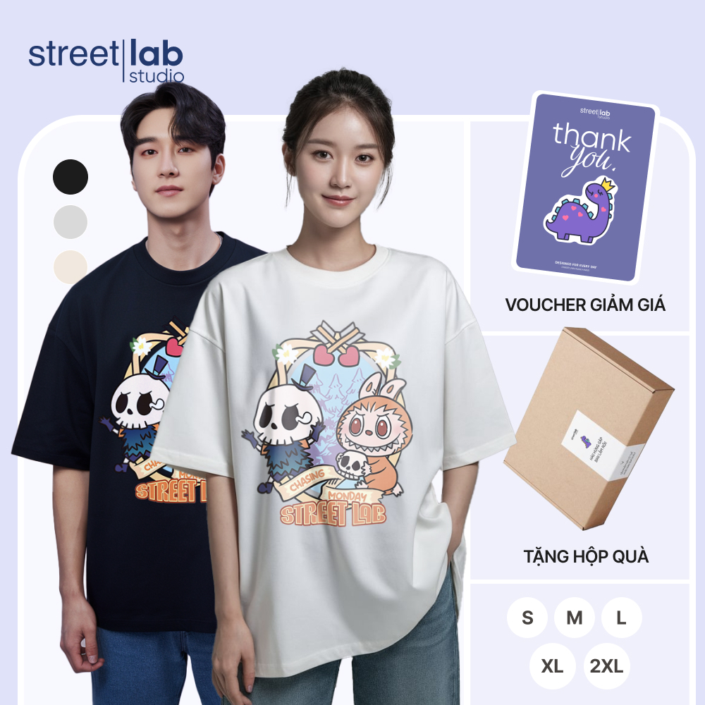 Labubu STREETLAB Local Brand Unisex Couple T-shirt in Labubu Monday ...