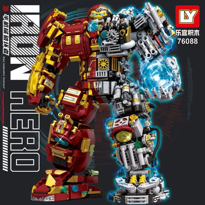 Ly 76088 Marvel Hulkbuster + 12 ironman minifigures giant Robot model ...
