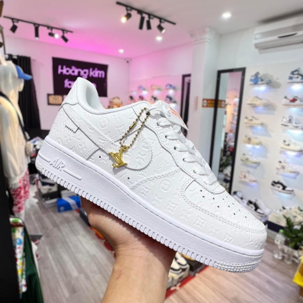 White AF1 LV Shoes, Premium White Air Force mix LV Sneakers Full Box ...