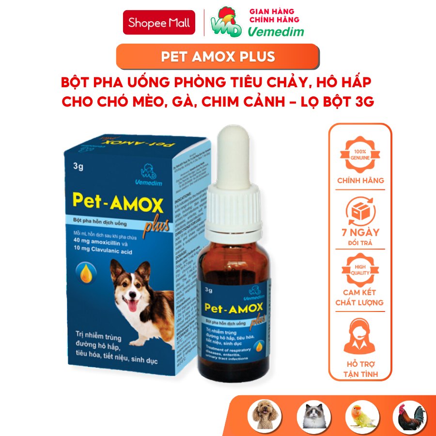 Vemedim Pet Amox Plus oral powder for dogs, cats, chickens with ...