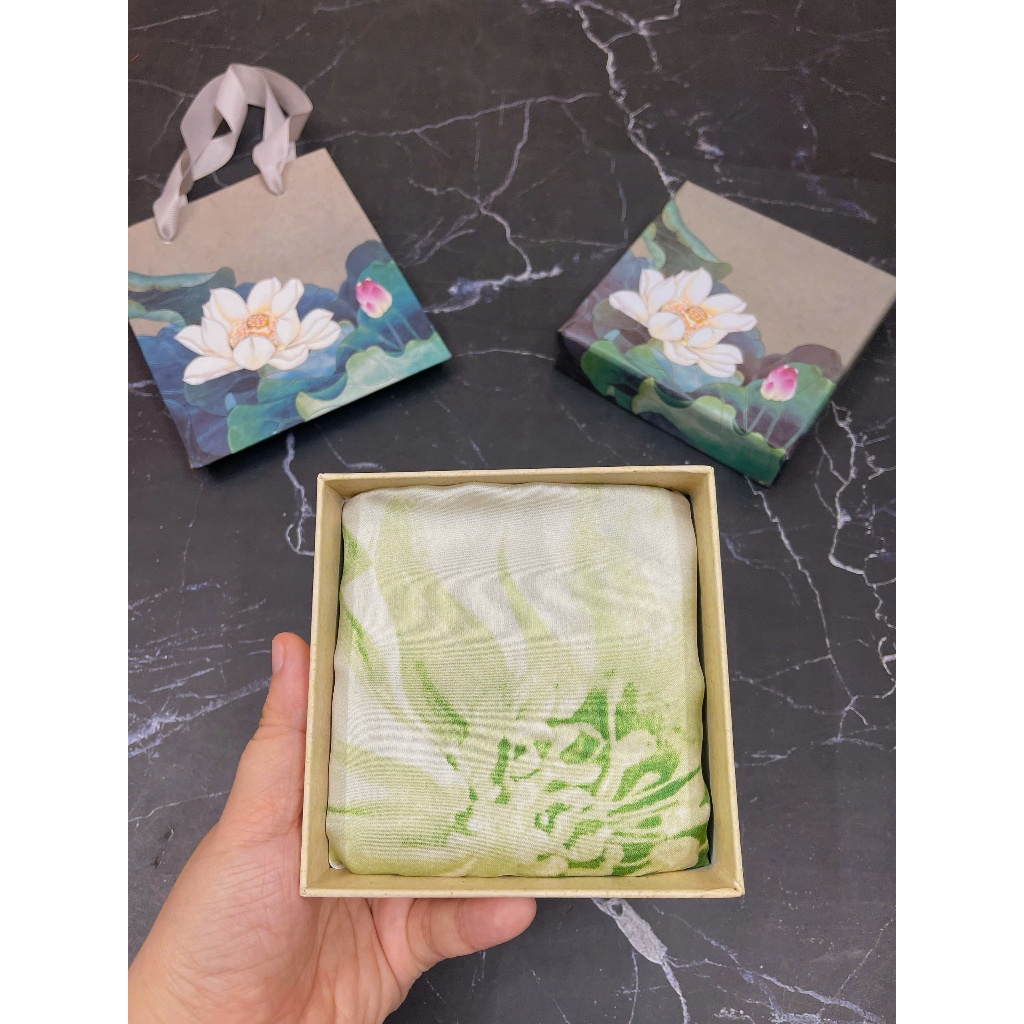Square SILK SCARF GIFT SET 70x70 + BOX + CARD AS A GIFT FOR GRAND ...