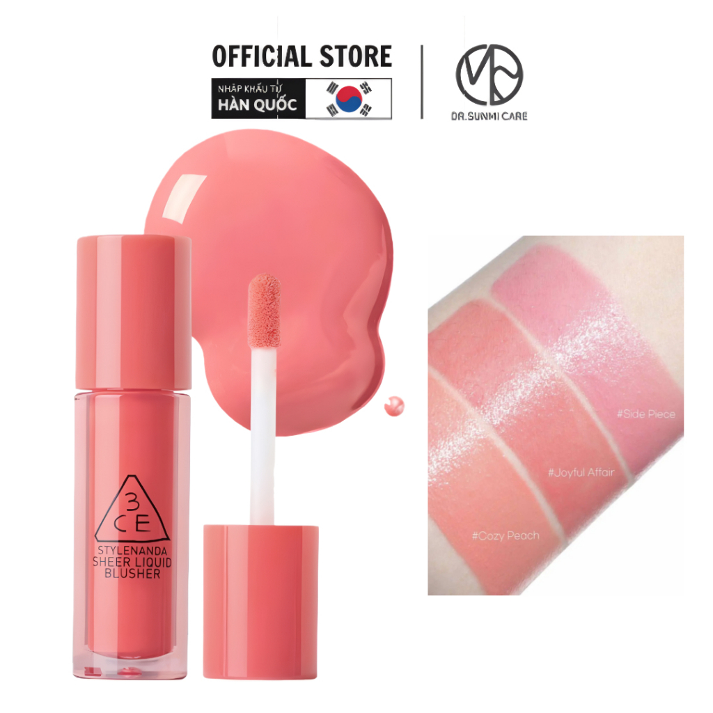 3ce Sheer Liquid Blusher Cream [Side Piece - Cozy Peach - Joyful Affair ...