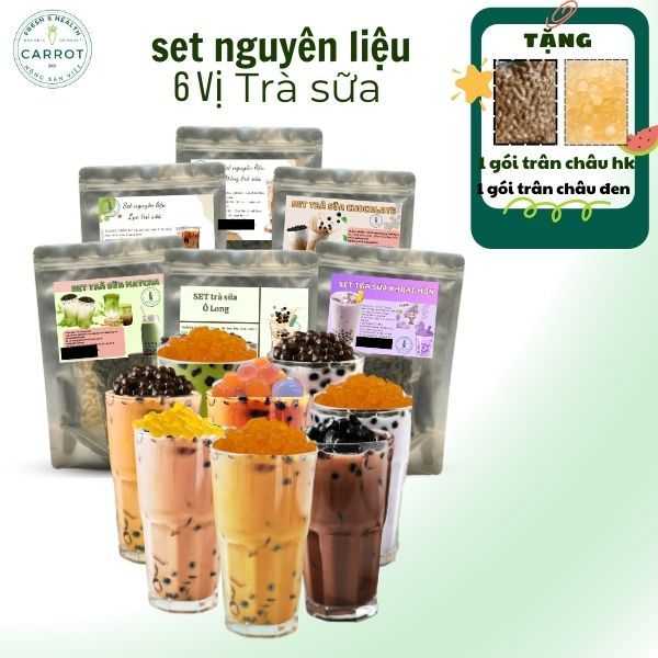 Set of milk tea ingredients with many special flavors, make your own ...