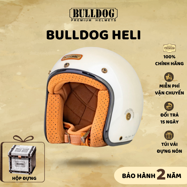 BULLDOG Heli 3/4 OpenFace Helmet Fiberglass Motorcycle Helmet Retro ...