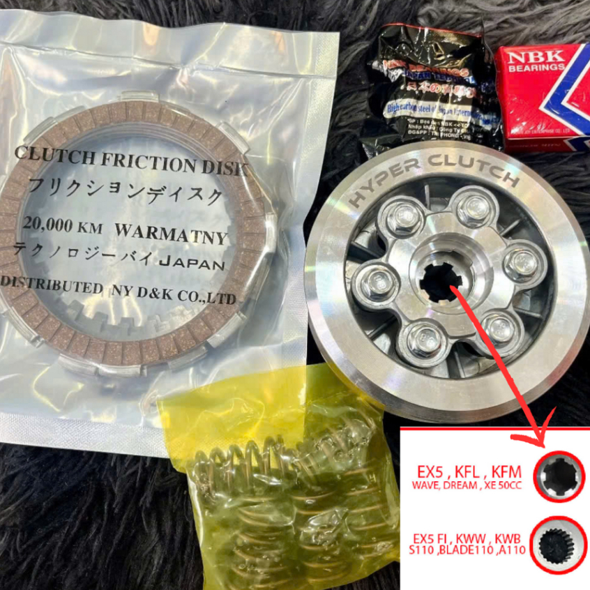 XO Hyper CLUTCH 6-spring CLUTCH Aluminum SET for Ex5 HP C100 Wave Dream ...