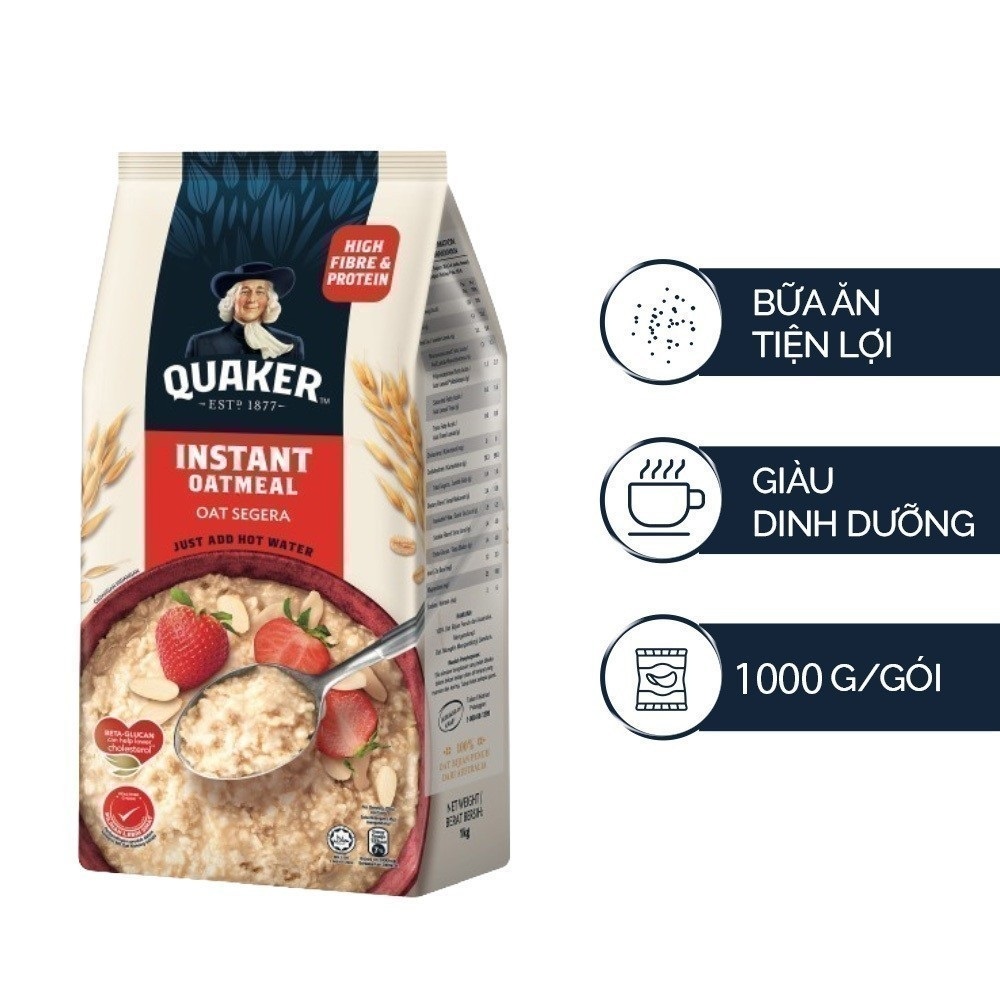 Quaker + LARGE BAG 1 Kg + MALAYSIA Instant Oatmeal (HALAL) | Shopee ...