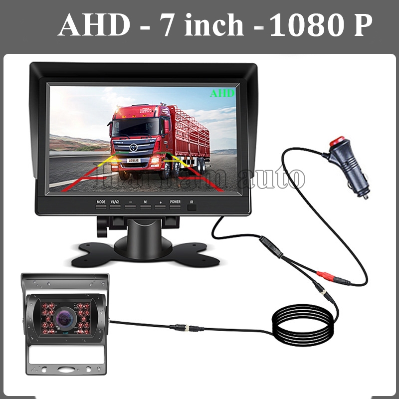 12 - 24V electric truck reversing camera set, 7 inch AHD screen, 1080P ...